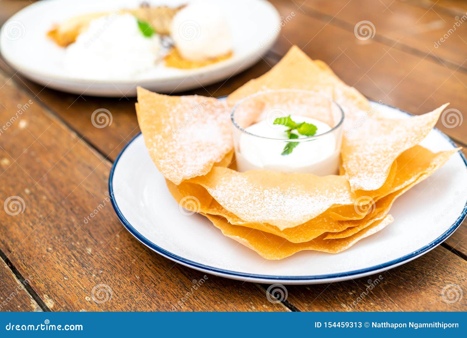 Crispy Roti with Milk and White Chocolate Sauce Stock Image - Image of ...