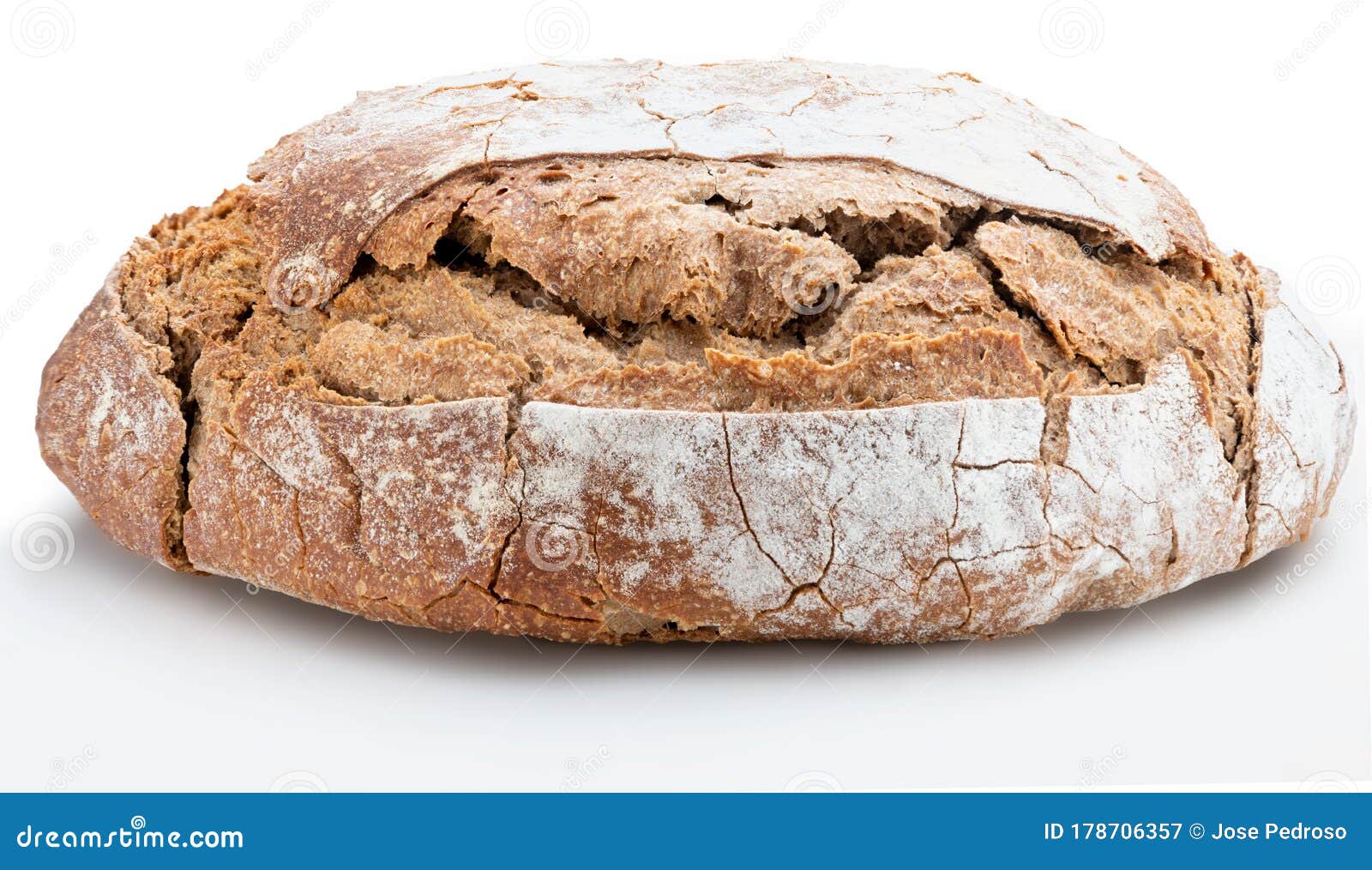 Crispy Rustic Homemade Bread. Side View of Whole Rye Bread. Isolated on ...