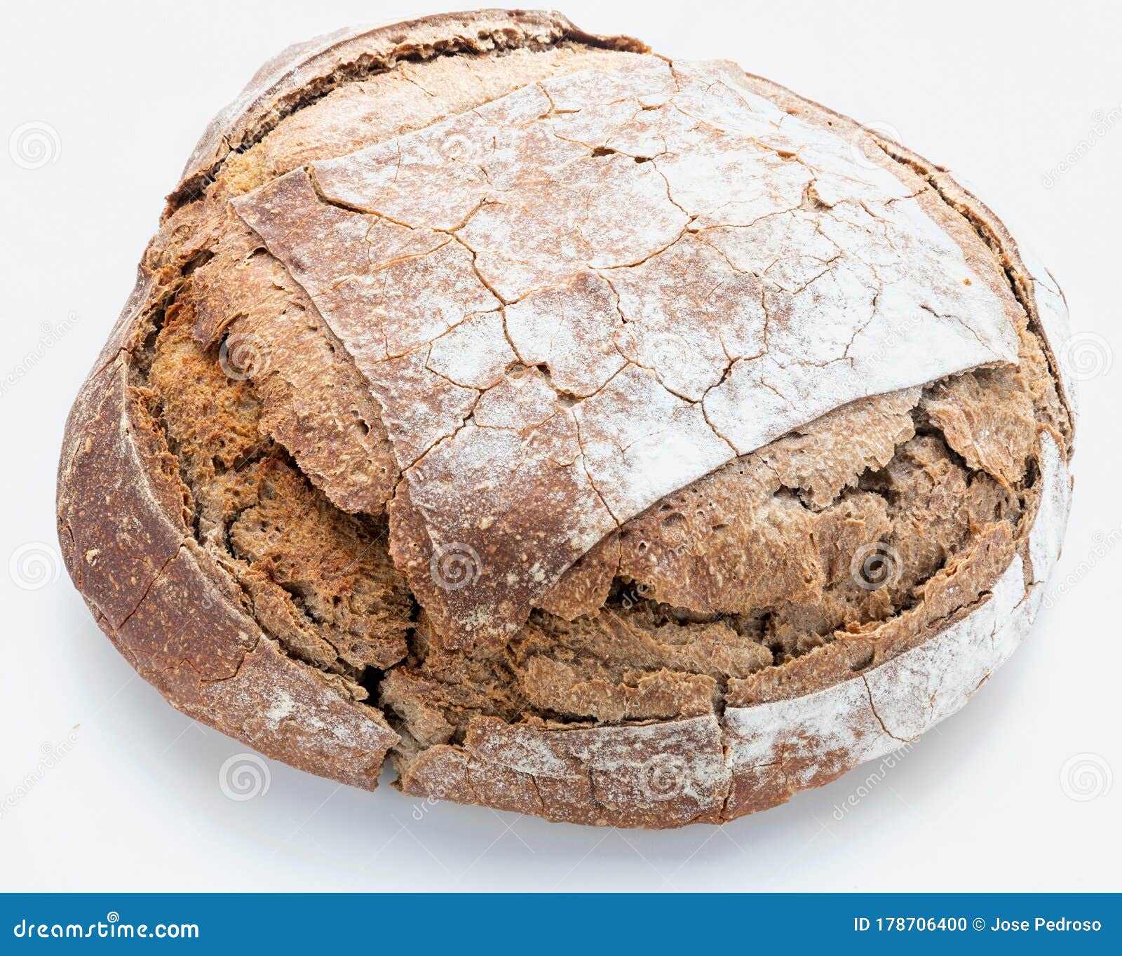 Crispy Rustic Homemade Bread. Side View of Whole Rye Bread. Isolated on ...