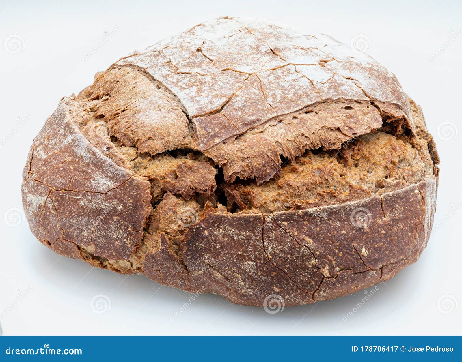 Crispy Rustic Homemade Bread. Side View of Whole Rye Bread. Isolated on ...