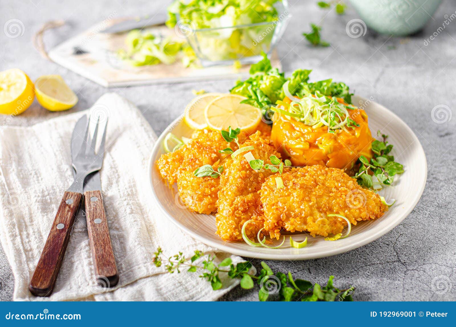 Crispy Schnitzel with Cornflakes Stock Image - Image of german, brown ...