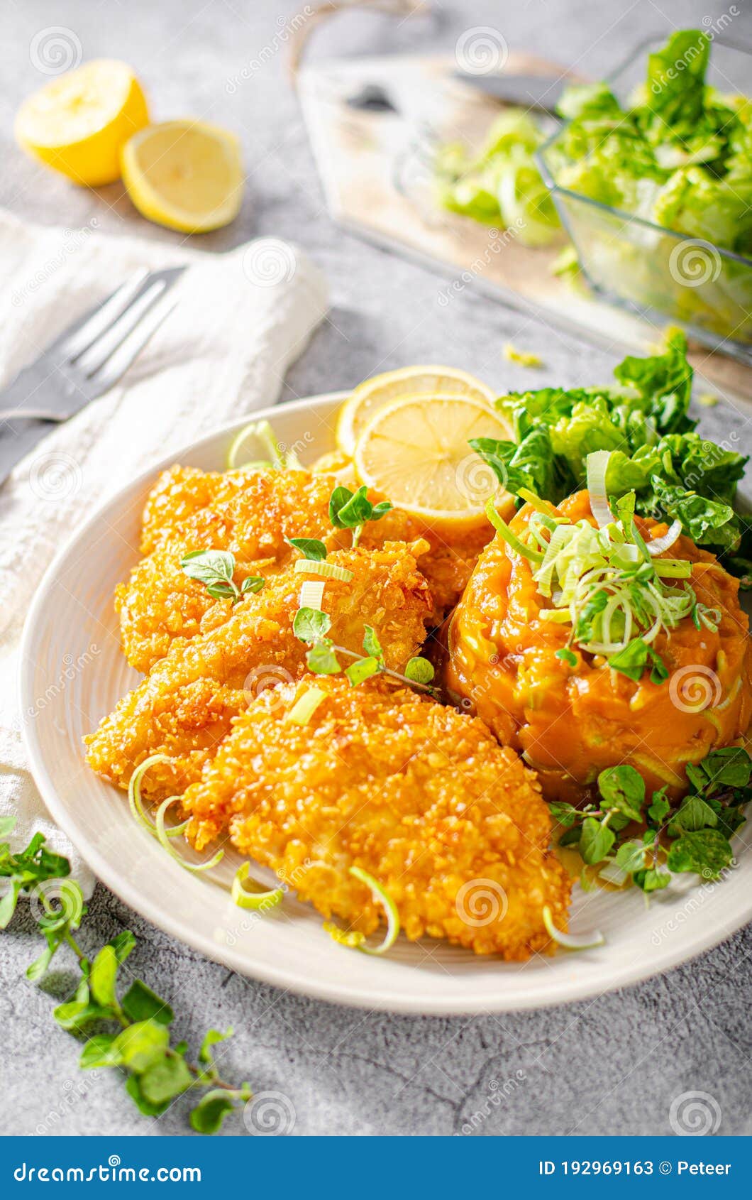 Crispy Schnitzel with Cornflakes Stock Image - Image of cutlet ...