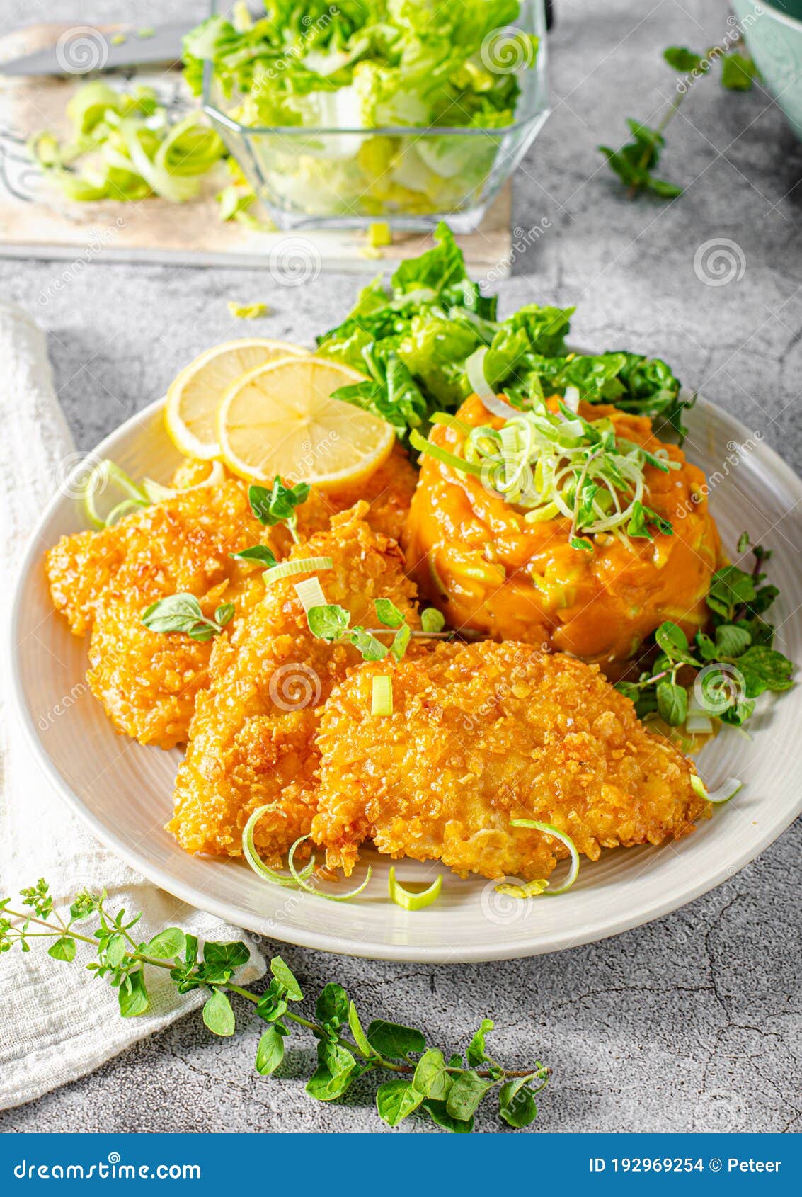Crispy Schnitzel with Cornflakes Stock Photo - Image of fresh, dish ...