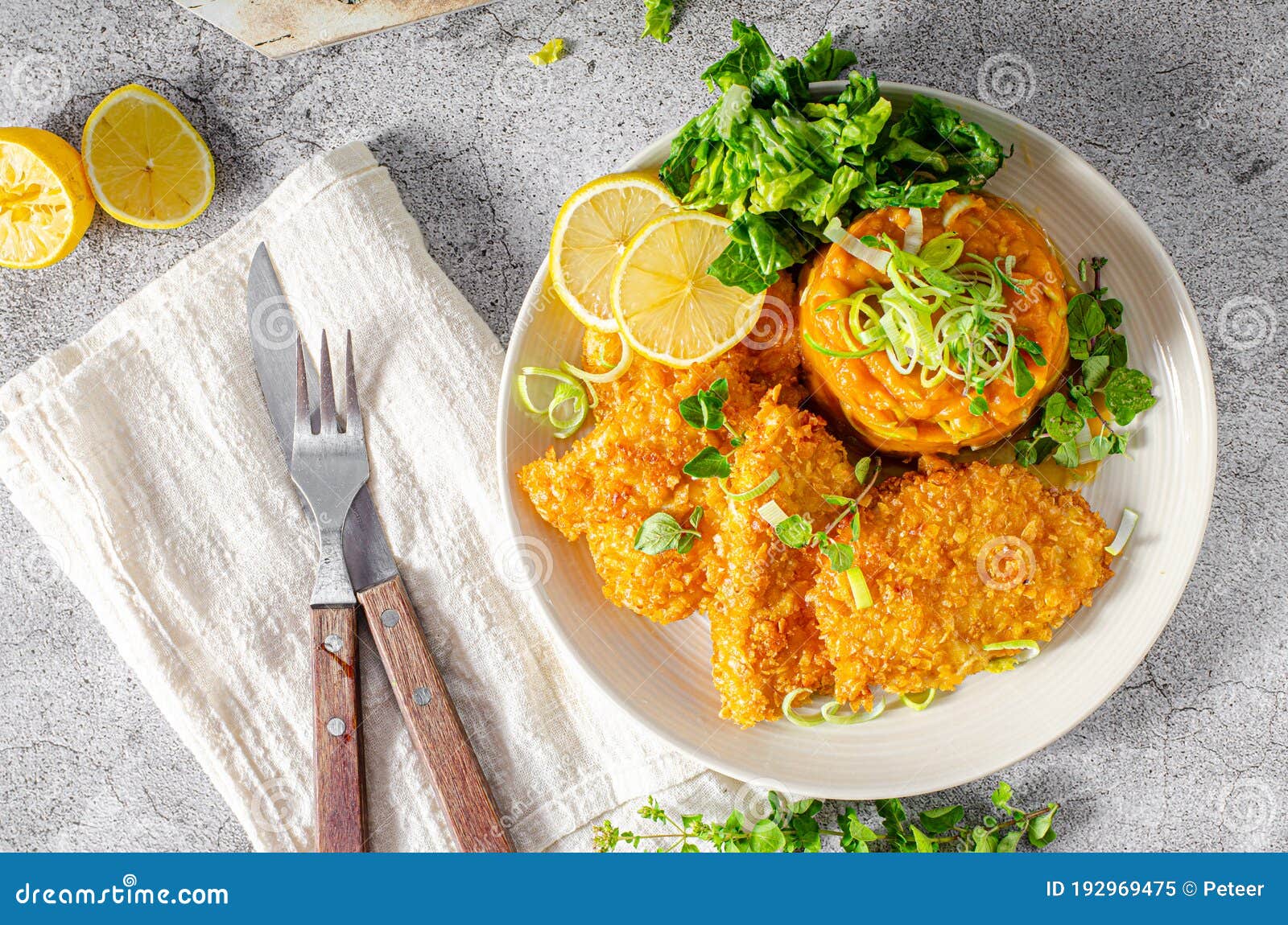 Crispy Schnitzel with Cornflakes Stock Image - Image of cornflakes ...