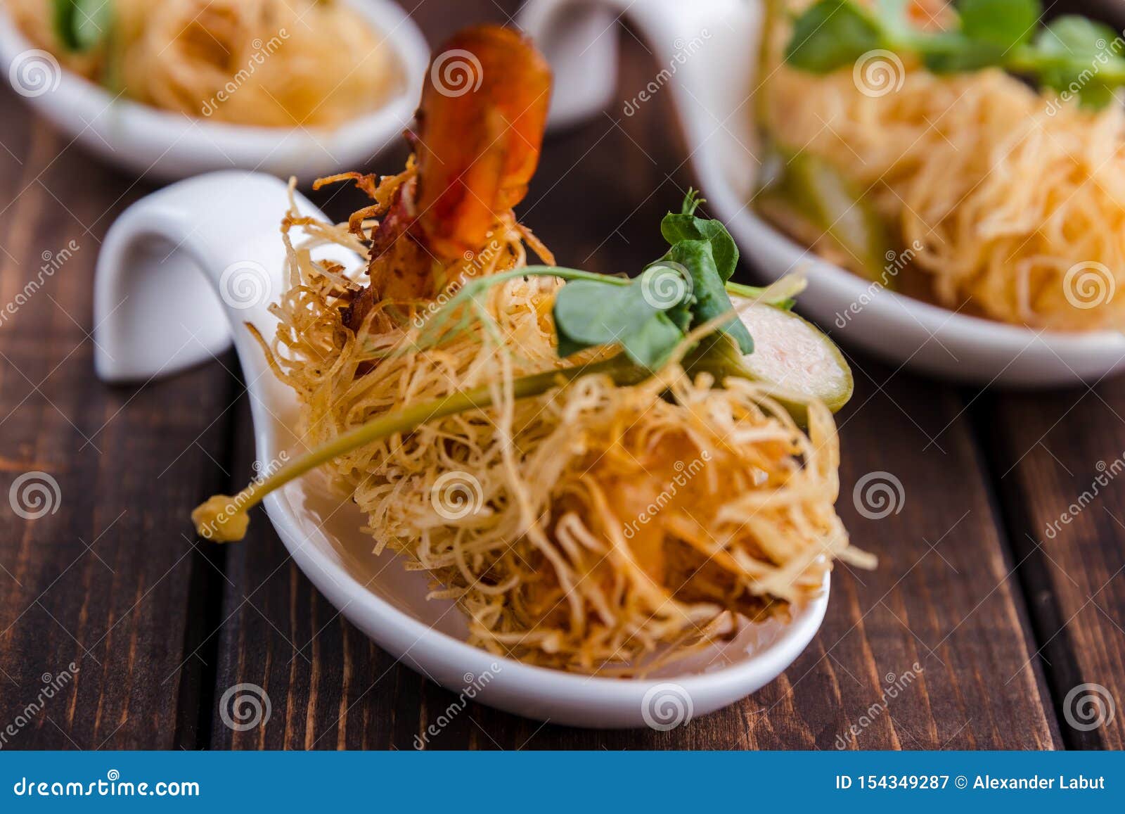 Crispy Shrimp in Kataifi Crust Closeup Stock Image - Image of healthy ...