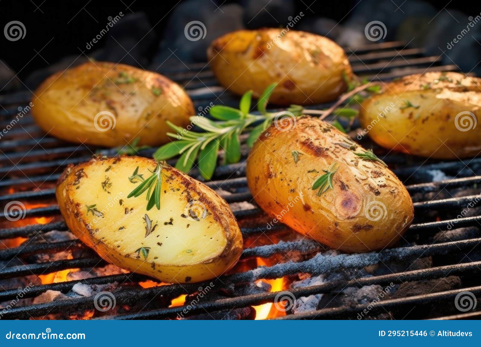 Crispy-skinned Baked Potatoes Ready on Fire-warmed Stones Stock Photo ...