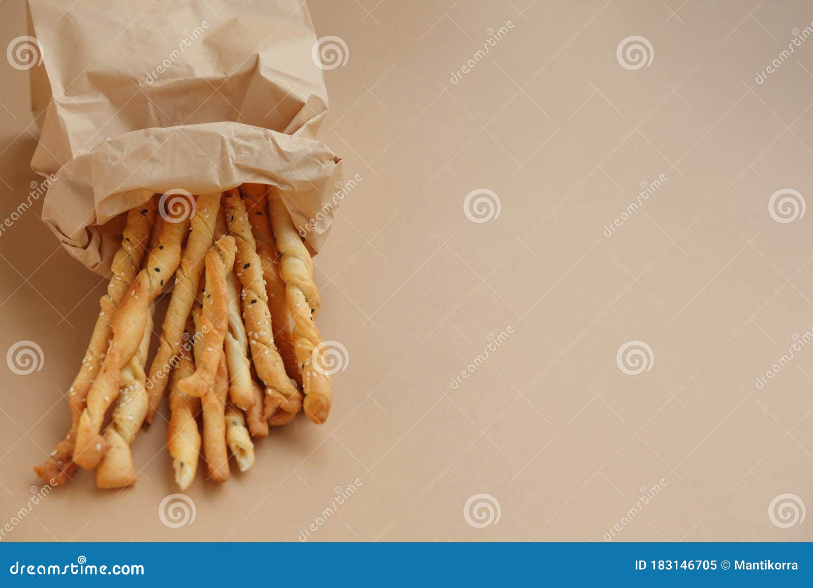 Crispy Snack in a Paper Bag. Breadsticks for a Quick Bite Stock Image ...