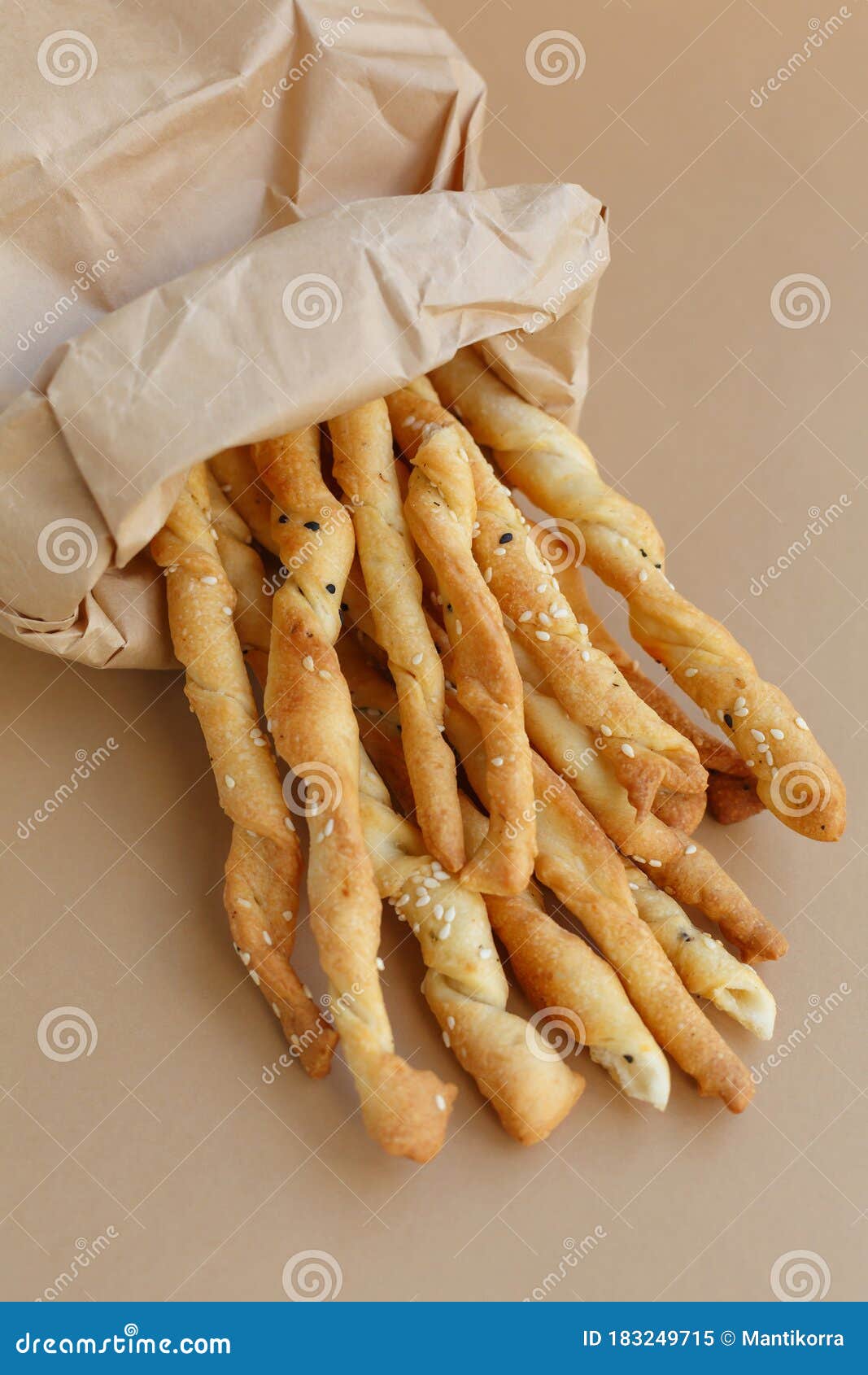 Crispy Snack in a Paper Bag. Breadsticks for a Quick Bite Stock Image ...