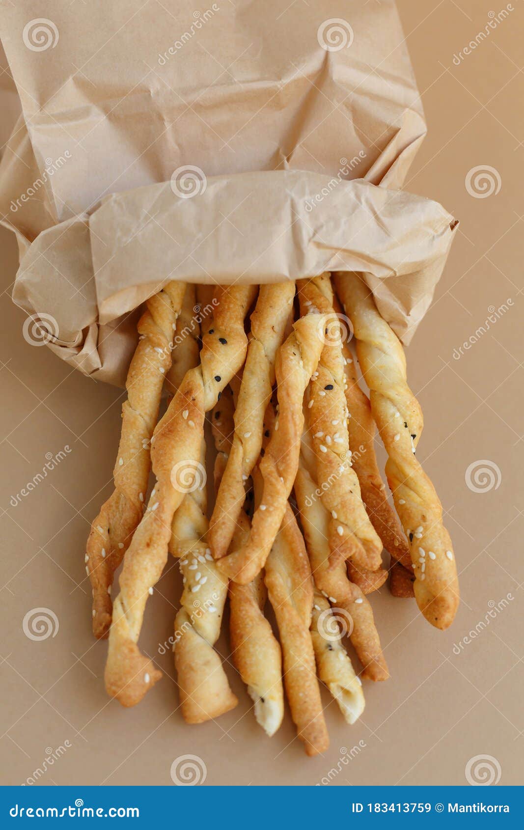 Crispy Snack in a Paper Bag. Breadsticks for a Quick Bite Stock Image ...