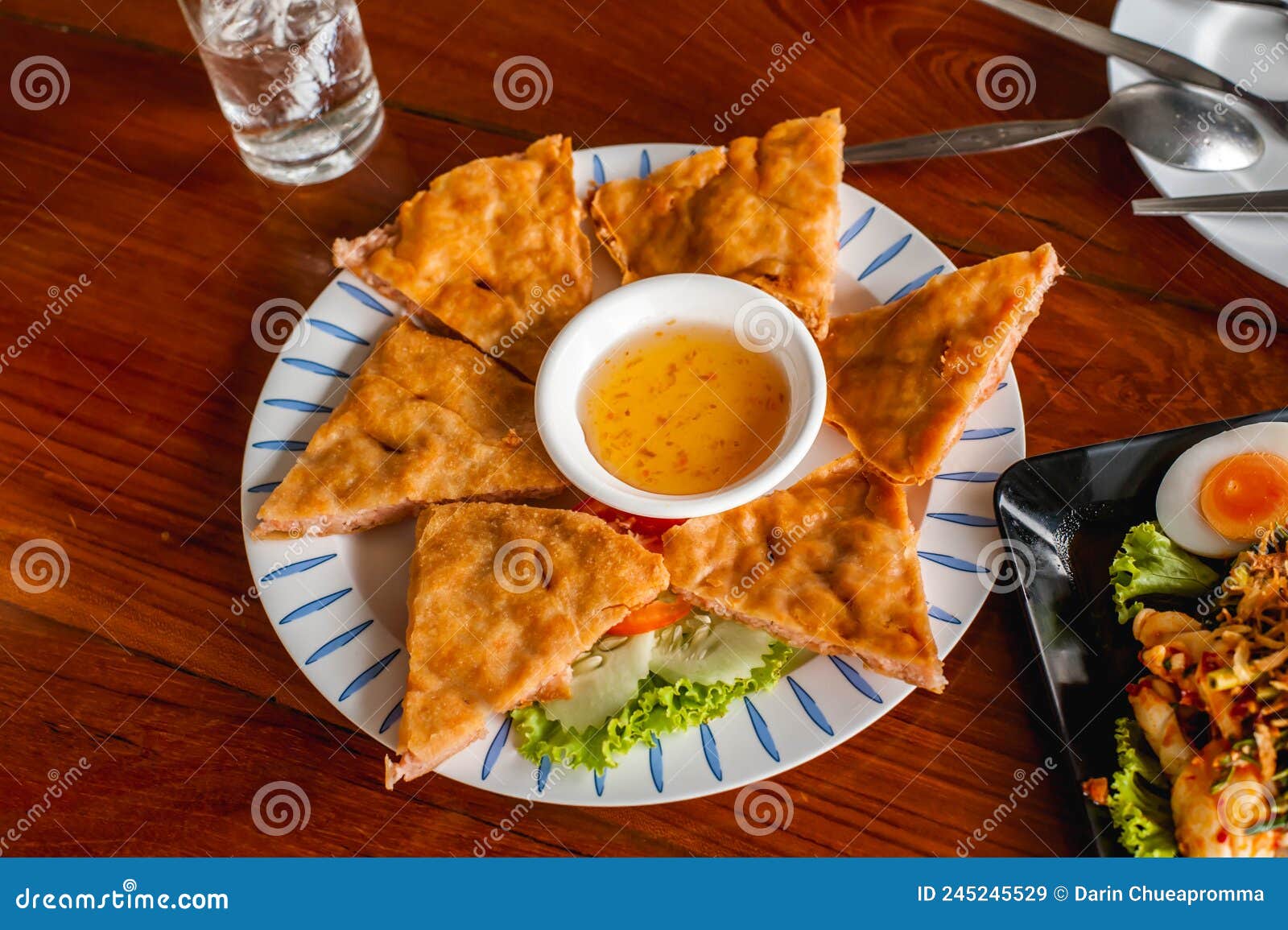 Thai Food Crispy Spring Roll Stuffed with Prawns Stock Image - Image of ...