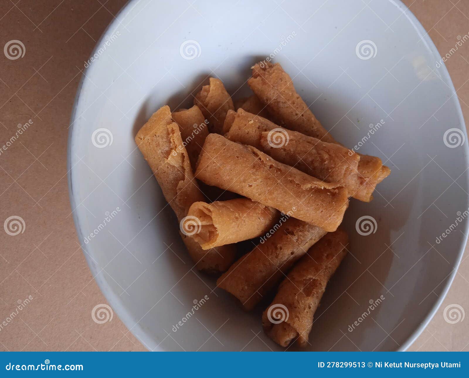 Crispy Spring Rolls with Chicken Floss Inside Stock Image - Image of ...