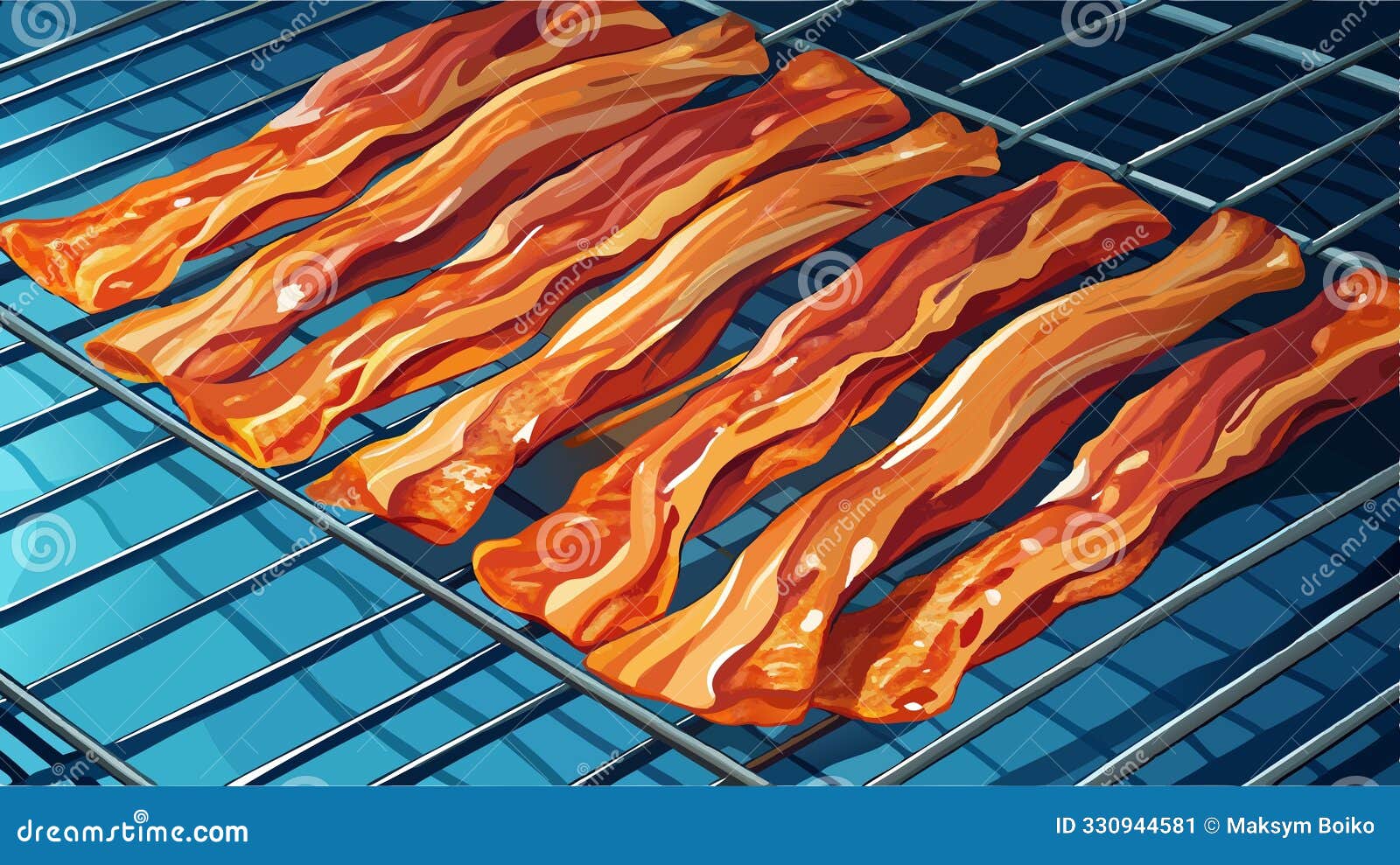Crispy Strips of Cooked Bacon on a Grill Rack Stock Vector ...