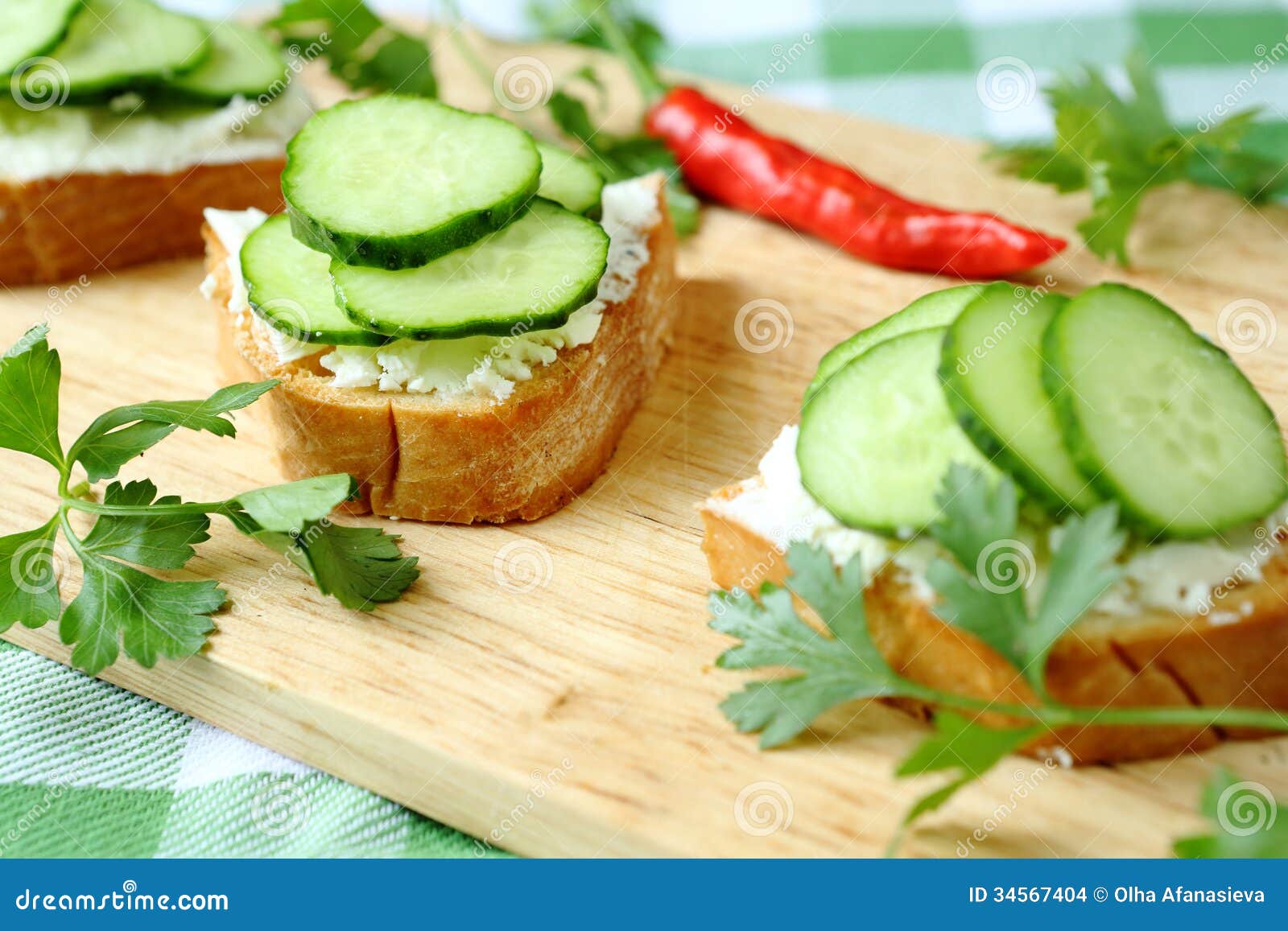 Crispy Toast with Goat Cheese and Cucumber Stock Photo - Image of ...