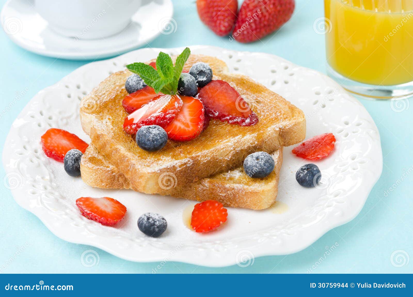Crispy Toast with Honey and Fresh Berries for Breakfast Stock Photo ...