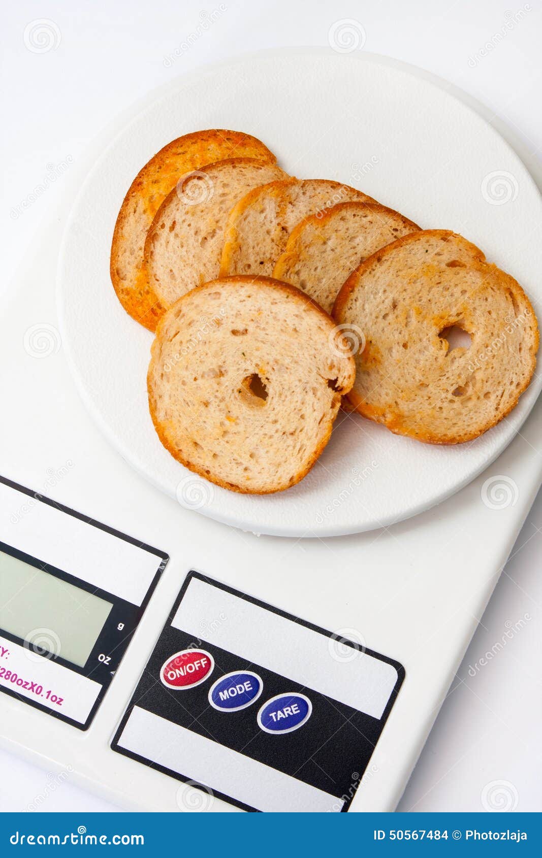 Crispy Toasted Toast on the Kitchen Digital Scale Stock Photo - Image ...