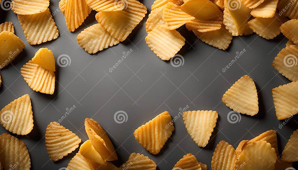 Crispy Triangle Chips on Gray Background Stock Illustration ...