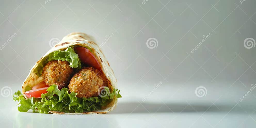 Crispy Vegetable Wrap with Fresh Lettuce and Tomato on Light Background ...