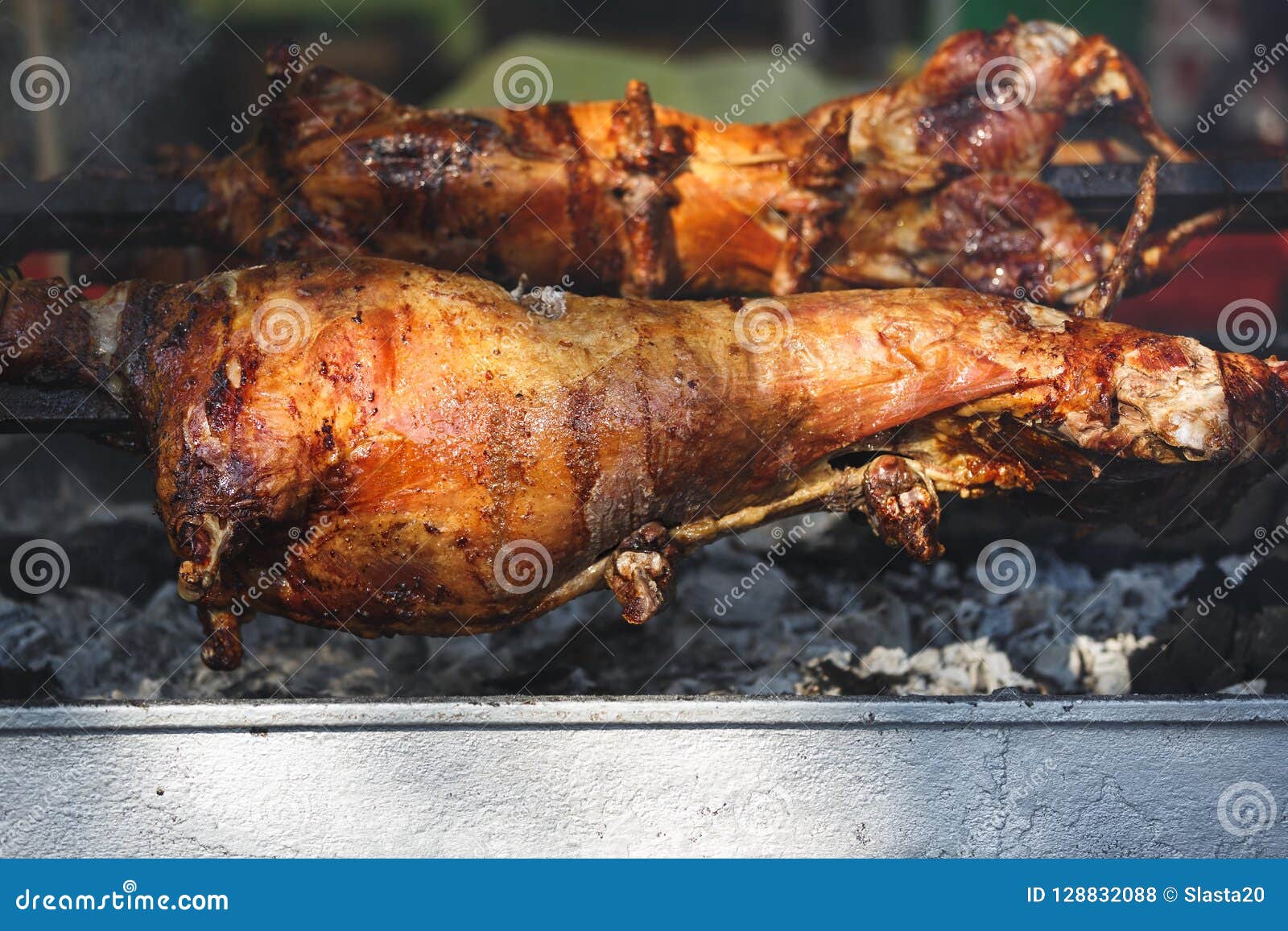 Crispy Whole Roasted Lamb On Barbecue Spit Royalty-Free Stock Image ...