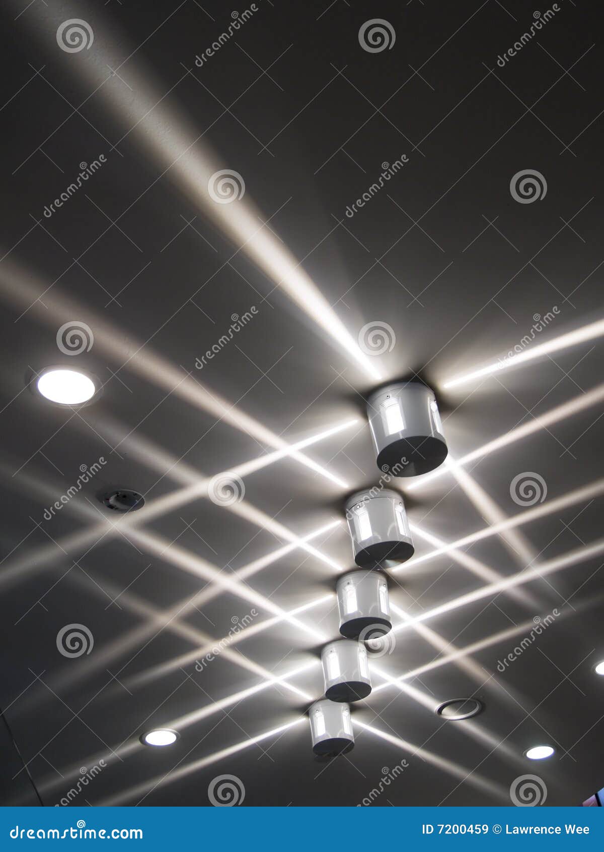 Crisscrossing Light Beams on Ceiling Stock Image - Image of ...