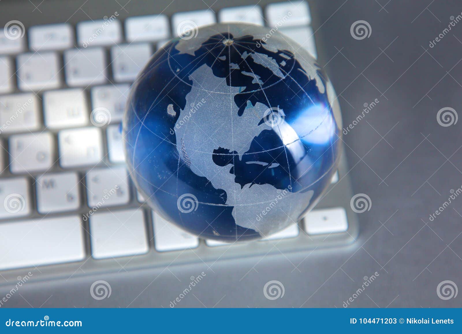 Cristal Globe of the Earth on a Computer Stock Image - Image of ...