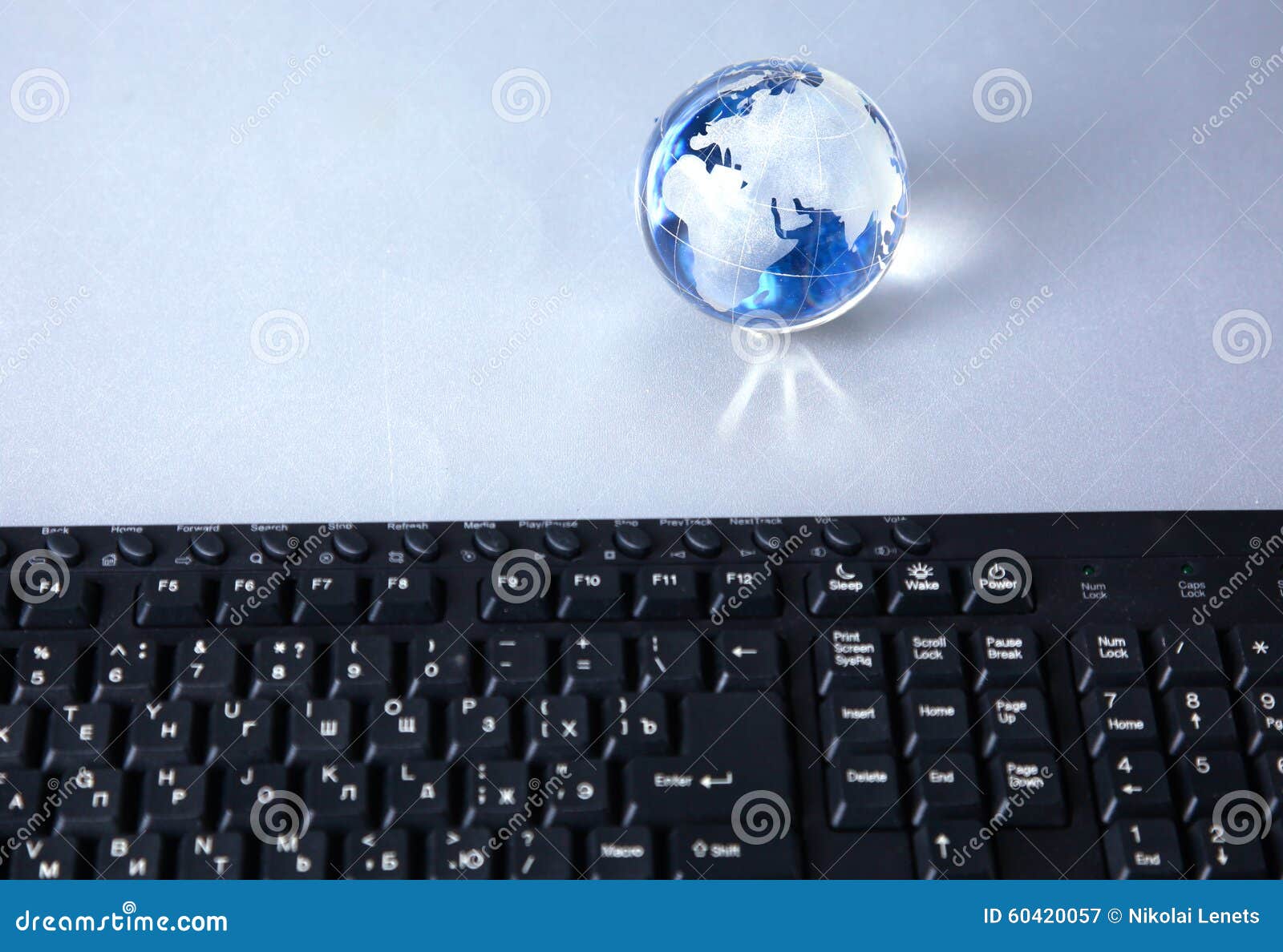 Cristal Globe of the Earth on a Computer Stock Image - Image of data ...