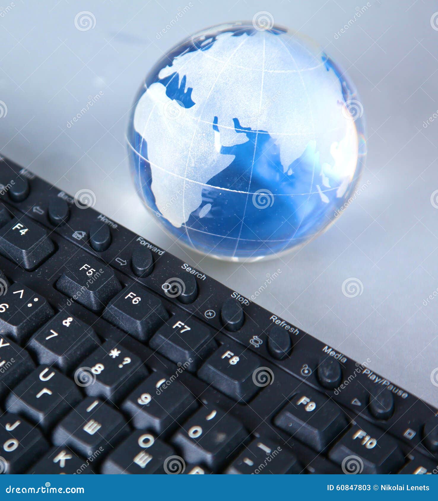 Cristal Globe of the Earth on a Computer Stock Image - Image of ...