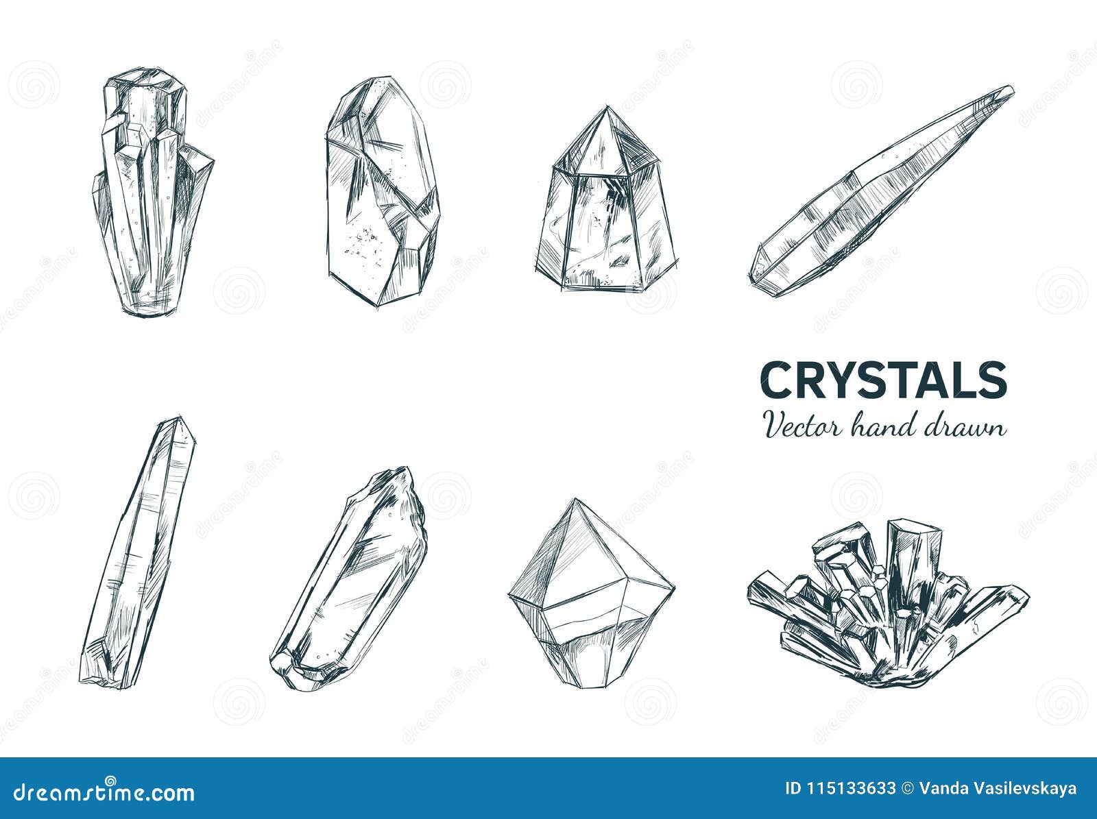Cristales Y Minerales Vector Ilustración del Vector - Ilustración de ...
