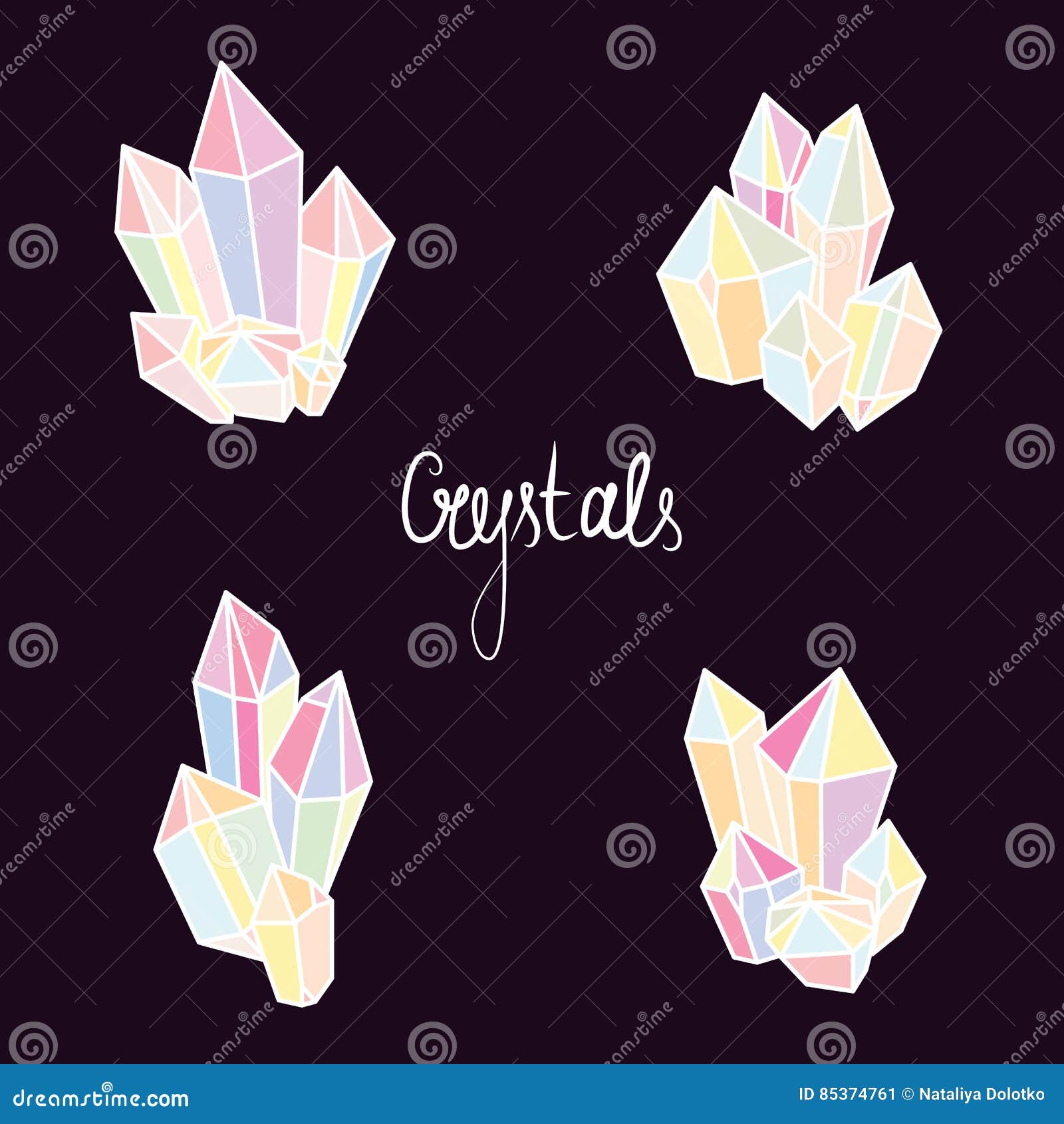 Cristaux Et Dessin De Minerais Illustration de Vecteur - Illustration ...