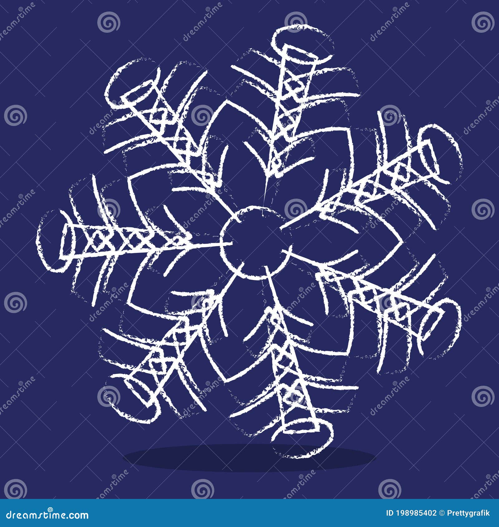 Cristmast Chalk Doodles Flake03 Stock Vector - Illustration of chalk ...