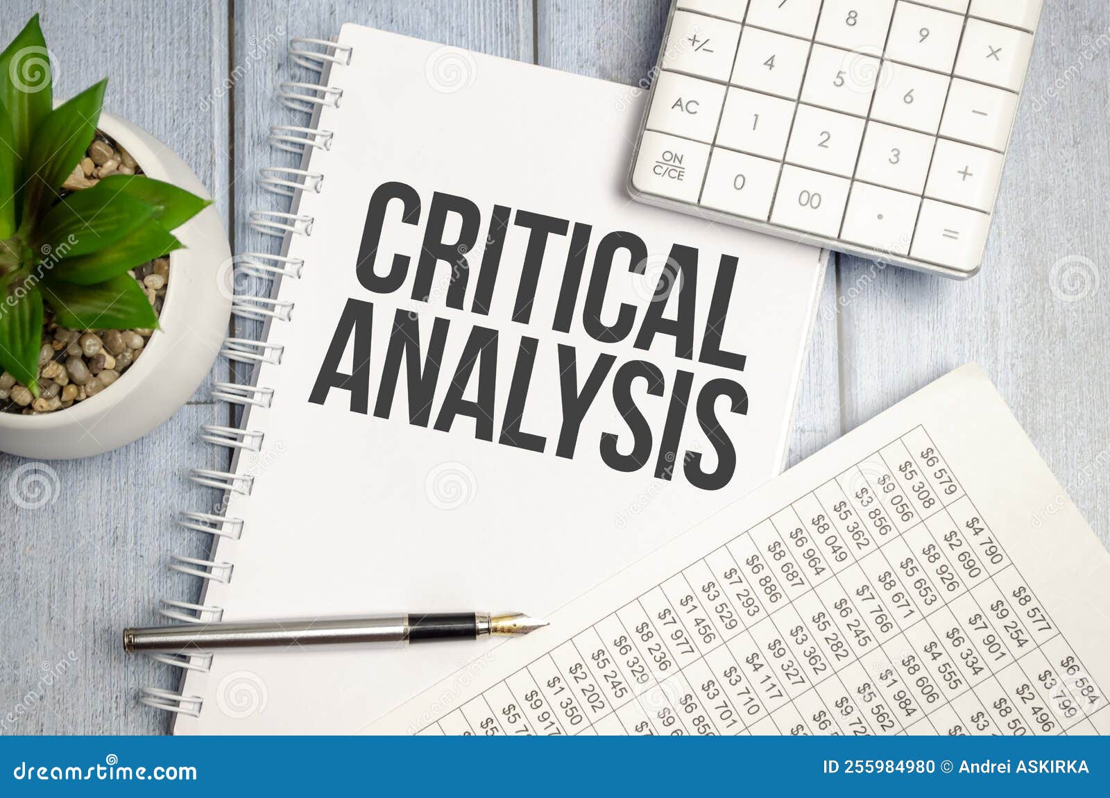 CRITICAL ANALYSIS Word on Notepad with Glasses and Chart Stock Photo ...