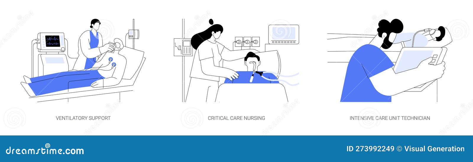 Critical Care Line Icons Collection. Intubation, Ventilation ...
