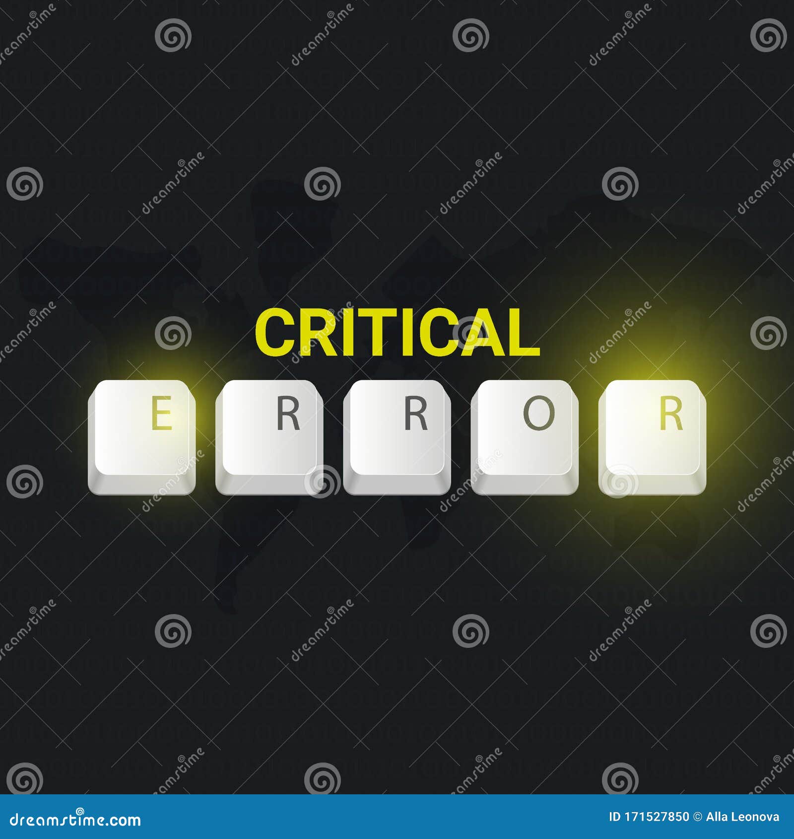 Critical Error Banner with Keyboard Buttons. Vector Illustration. Stock ...