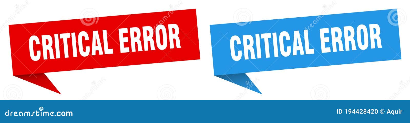 Critical Error Banner. Critical Error Speech Bubble Label Set Stock ...