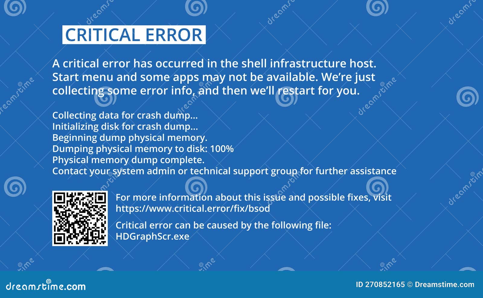 Critical Error. BSOD Screen - Warning about an Unrecoverable Error ...