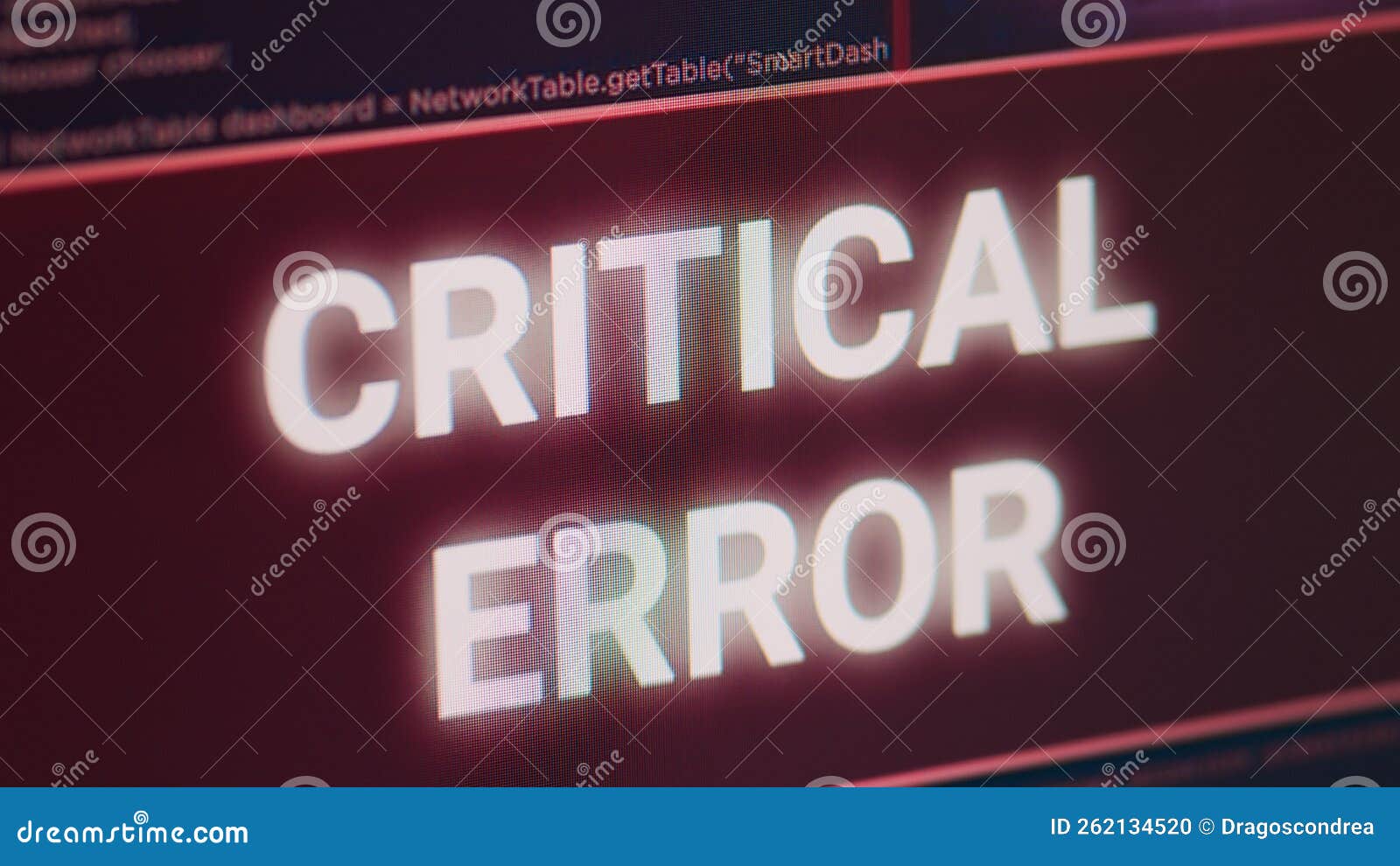 Critical Error Message Flashing On Screen With Hacking Alert Stock