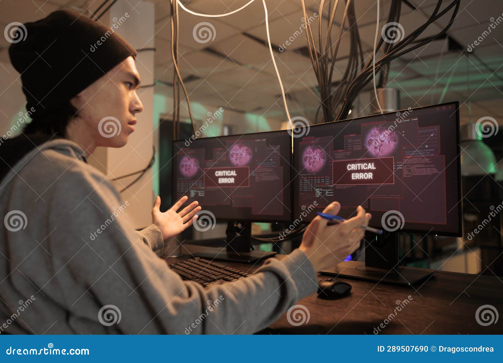 Critical Error Warning on Computer Screen, Unsuccessful Database ...