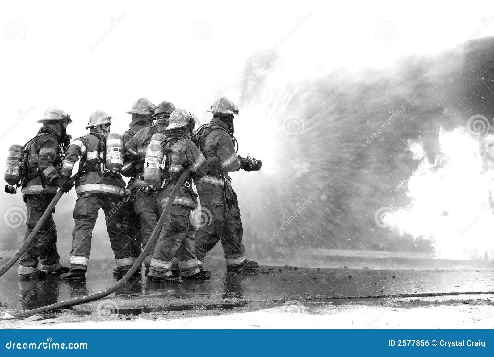 Critical Teamwork, Firemen stock photo. Image of burning - 2577856
