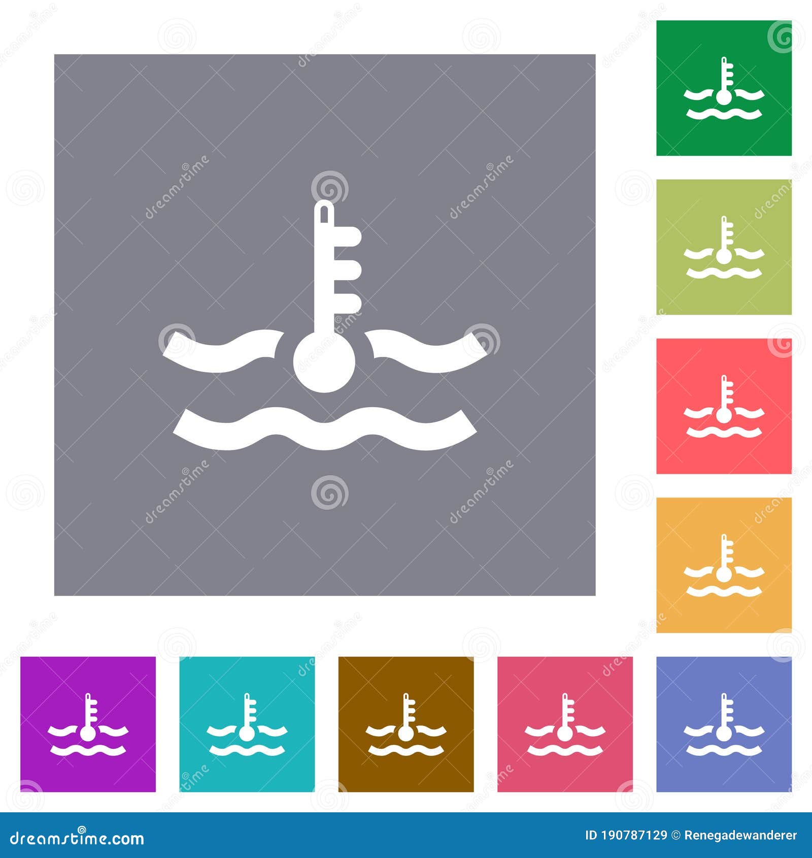 Critical Temperature Engine Coolant Flat White Icons In Square ...