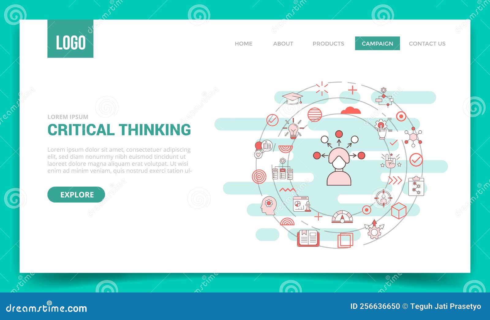 Critical Thinking Concept with Circle Icon for Website Template or ... Critical Thinking Concept with Circle Icon for Website Template or ...