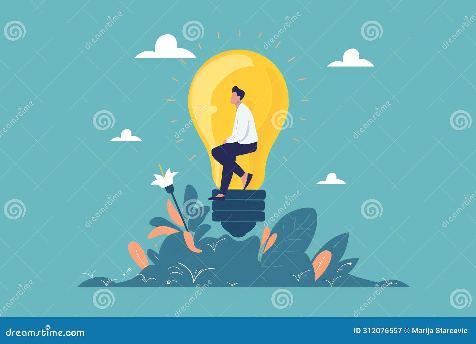 Critical Thinking Concept. Illustration of a Man and a Light Bulb Stock ...