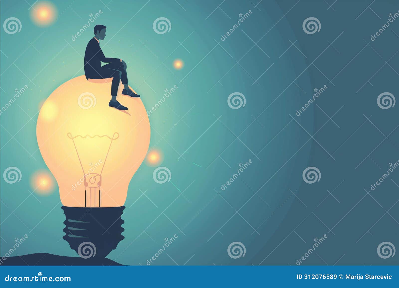 Critical Thinking Concept. Illustration of a Man and a Light Bulb Stock ...