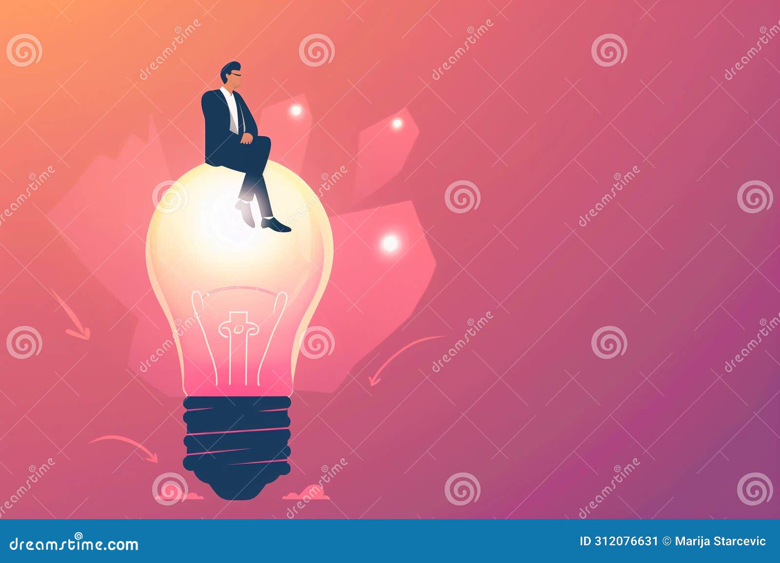 Critical Thinking Concept. Illustration of a Man and a Light Bulb Stock ...