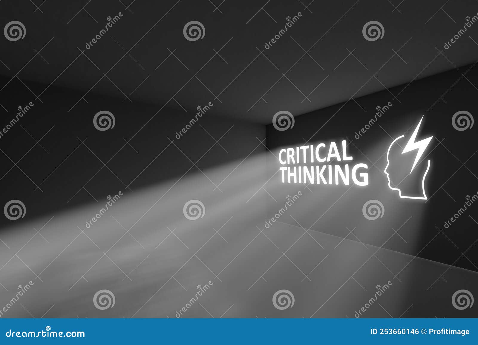 CRITICAL THINKING Rays Volume Light Concept 3d Stock Illustration ...
