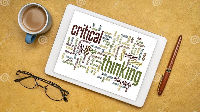 Critical Thinking Word Cloud on Tablet Stock Illustration ...