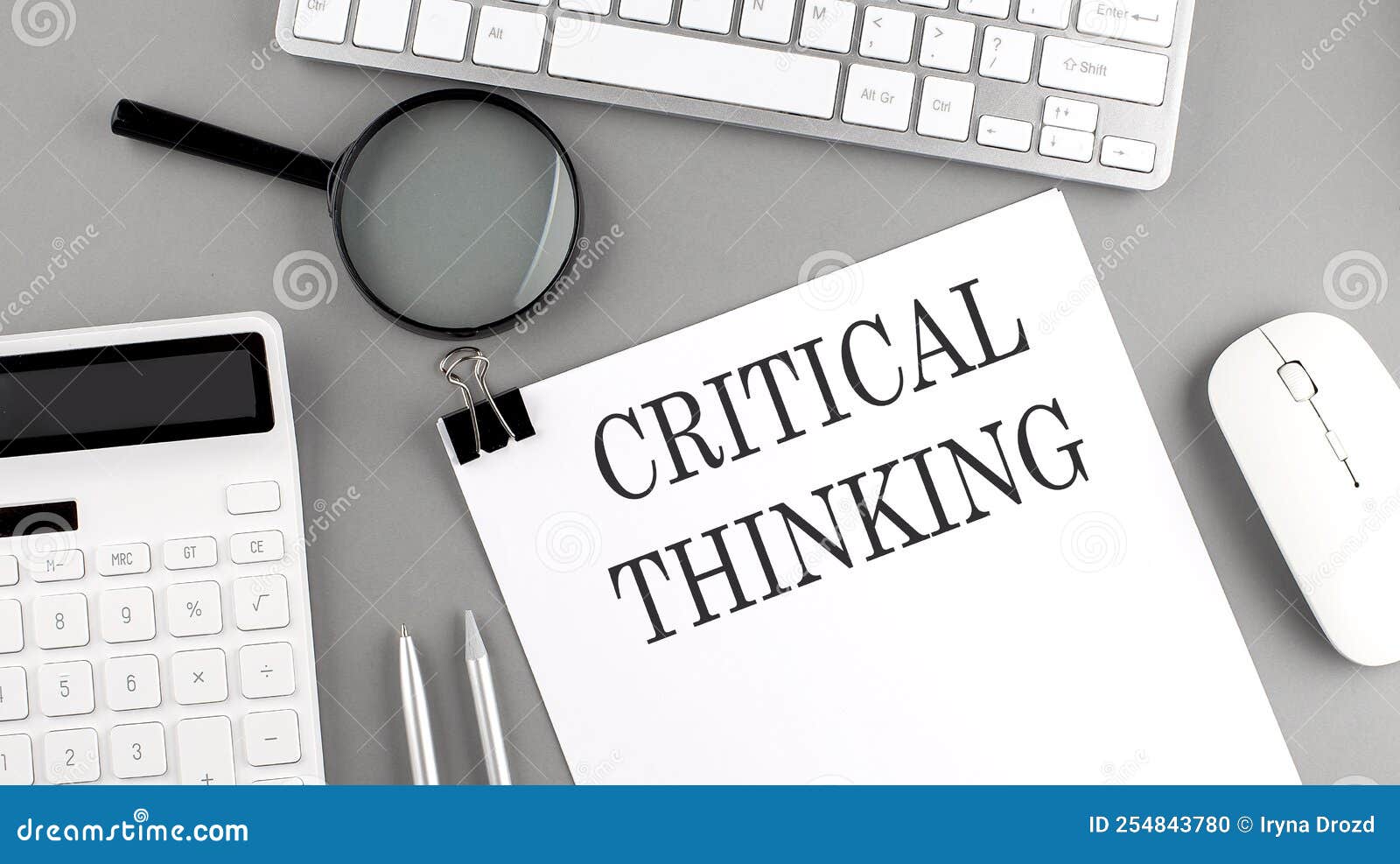 CRITICAL THINKING Written on Paper with Office Tools and Keyboard on ...