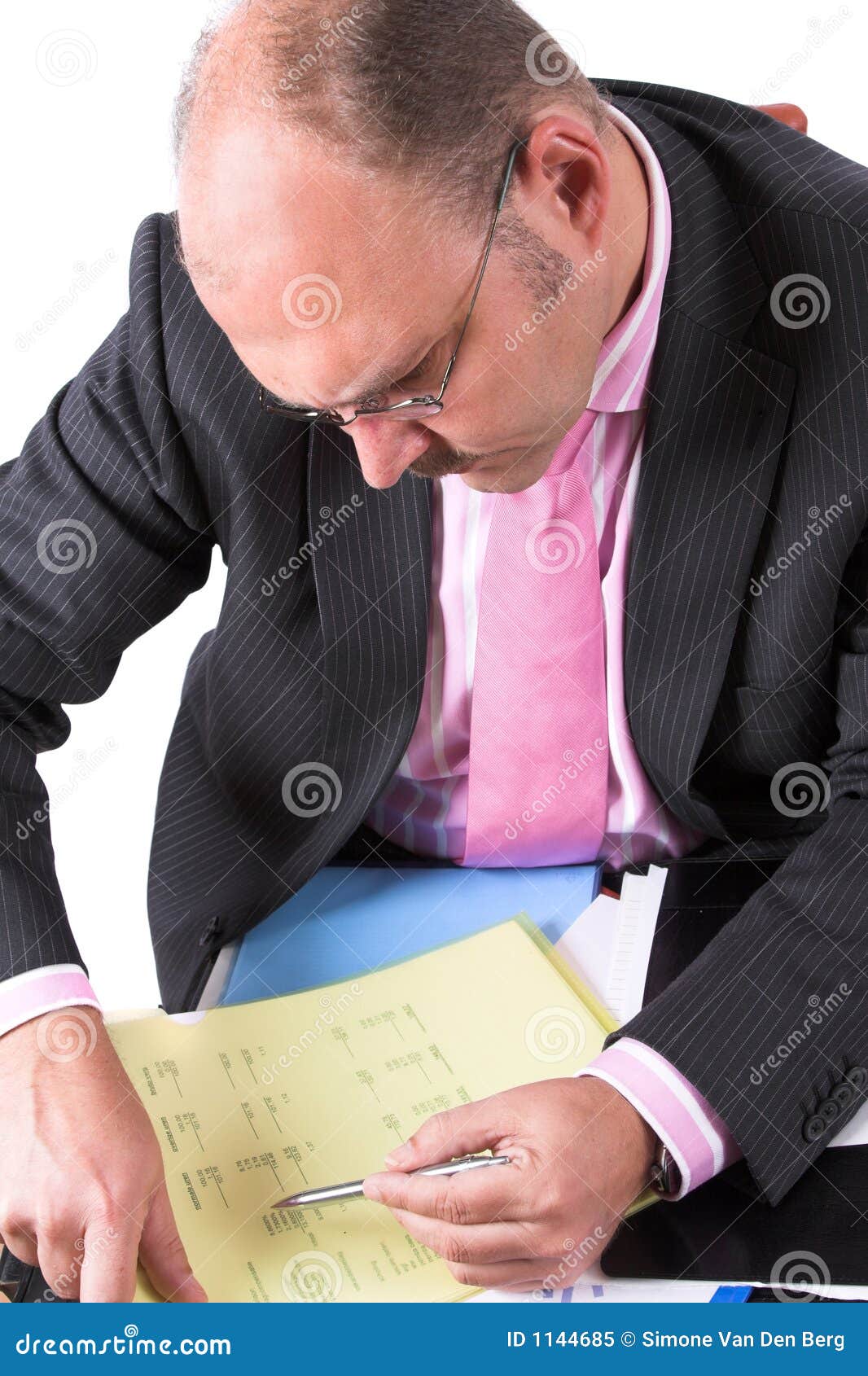 Critically Checking the Documents Stock Image - Image of looking ...