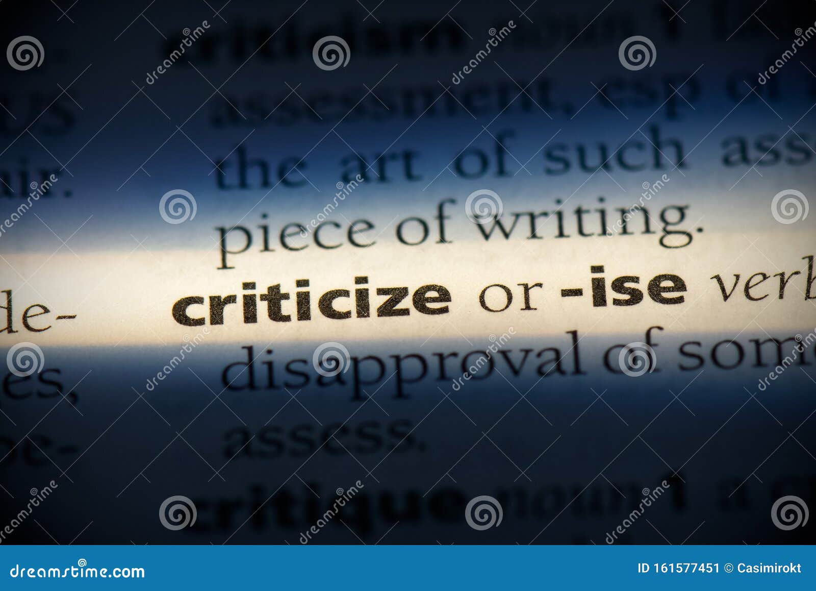 Criticize stock image. Image of education, definition - 161577451