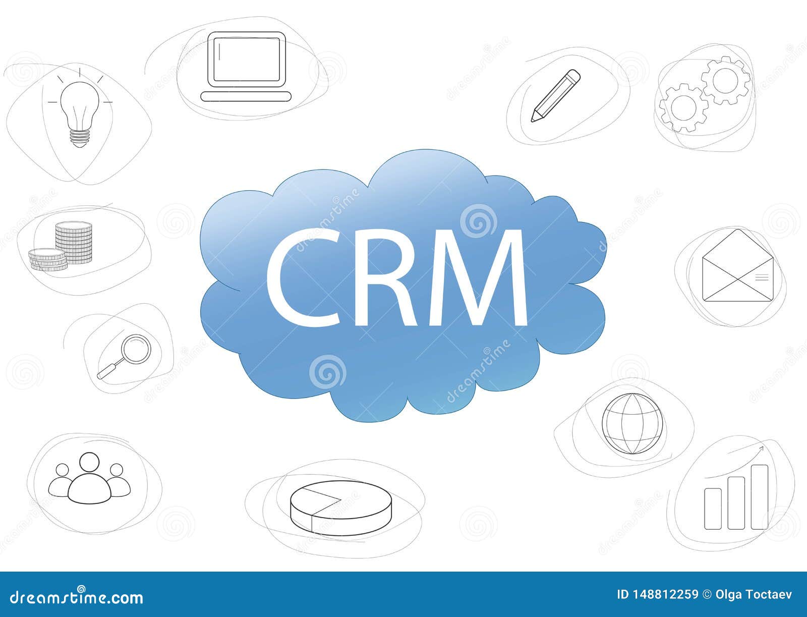 CRM Concept Design with Vector Elements. Flat Icons of Accounting ... CRM Concept Design with Vector Elements. Flat Icons of Accounting ...