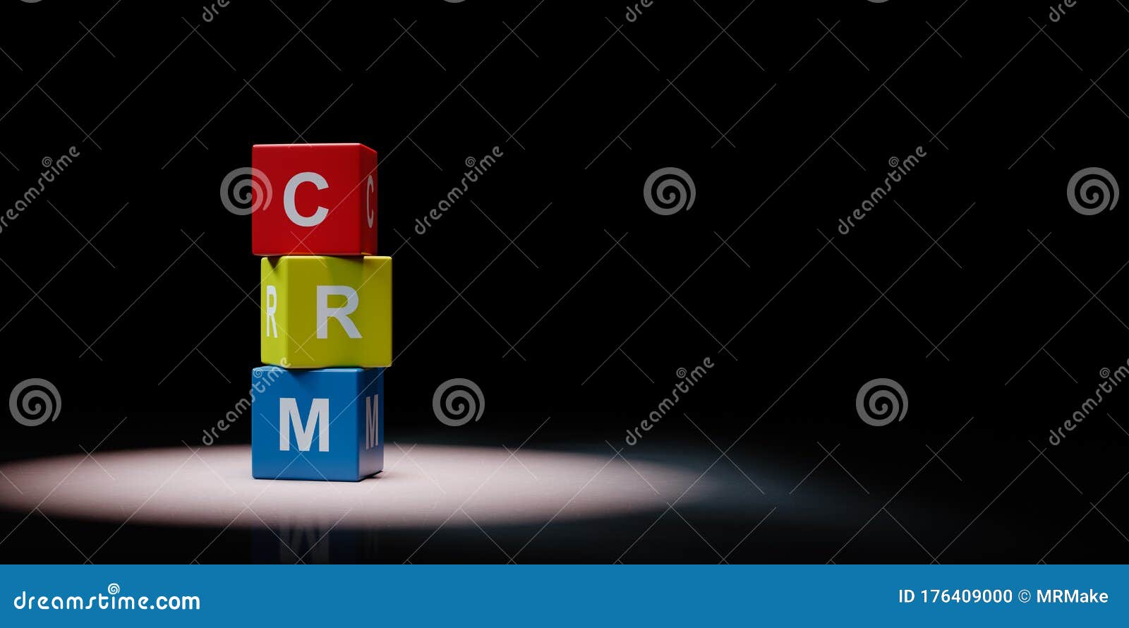 CRM Cubes Spotlighted On Black Background Stock Photo | CartoonDealer ...