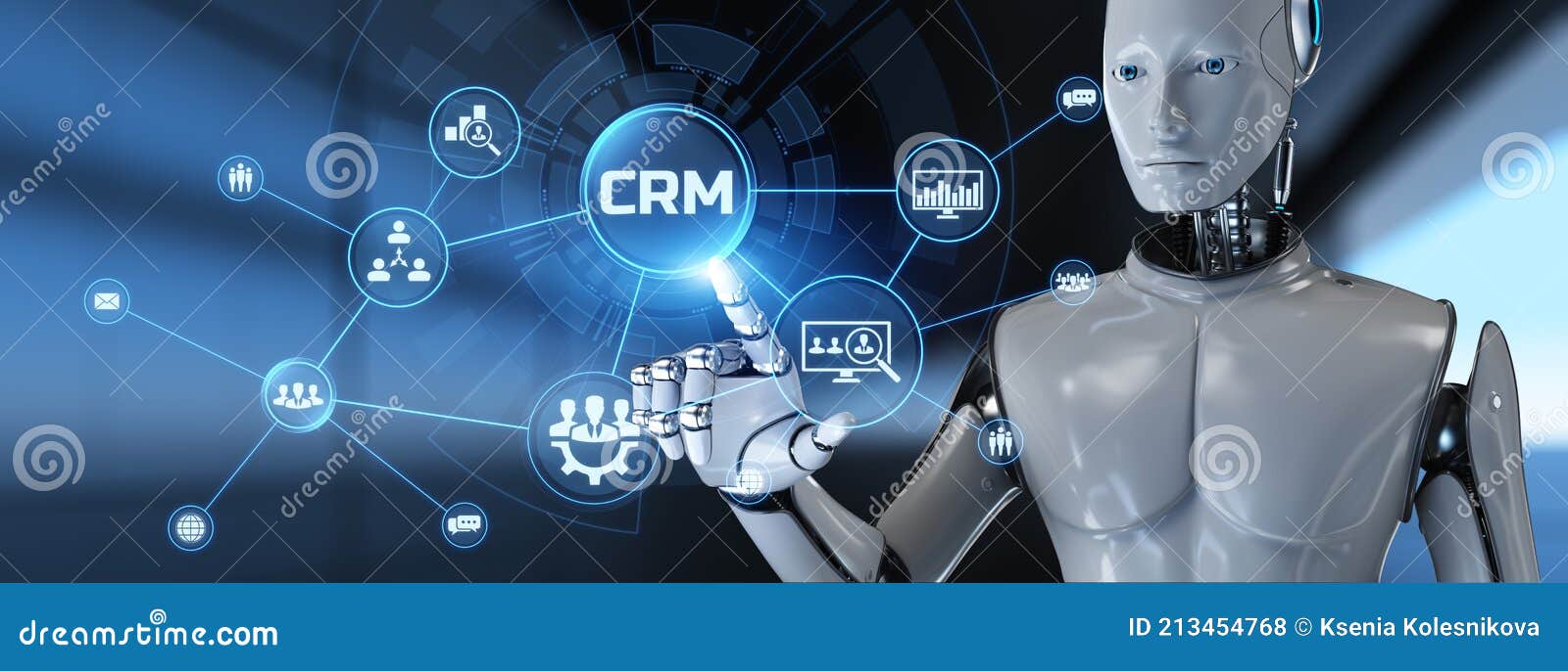 CRM Customer Relationship Management Automation RPA Concept. Robot ...
